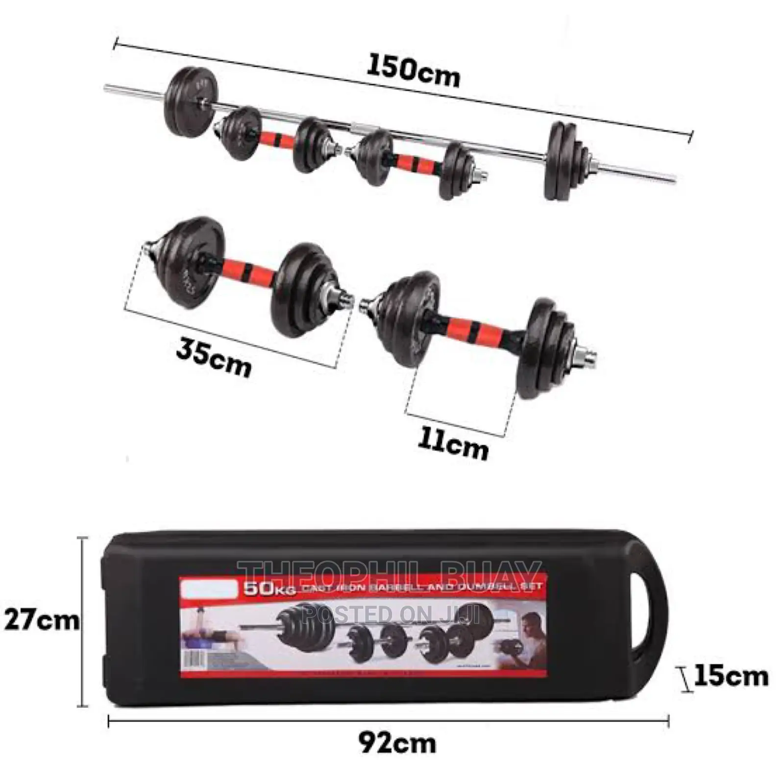 50KG Cast Iron Dumbbell Barbell Set Weight Plates in Ilala - Sports ...