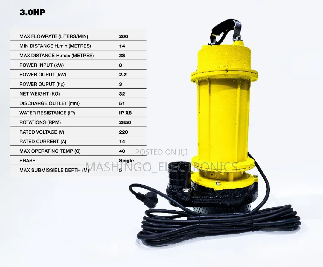 Sewage Deep Pump 3 HP / Water Pump in Ilala - Plumbing & Water Systems, Mashingo Electronics ...