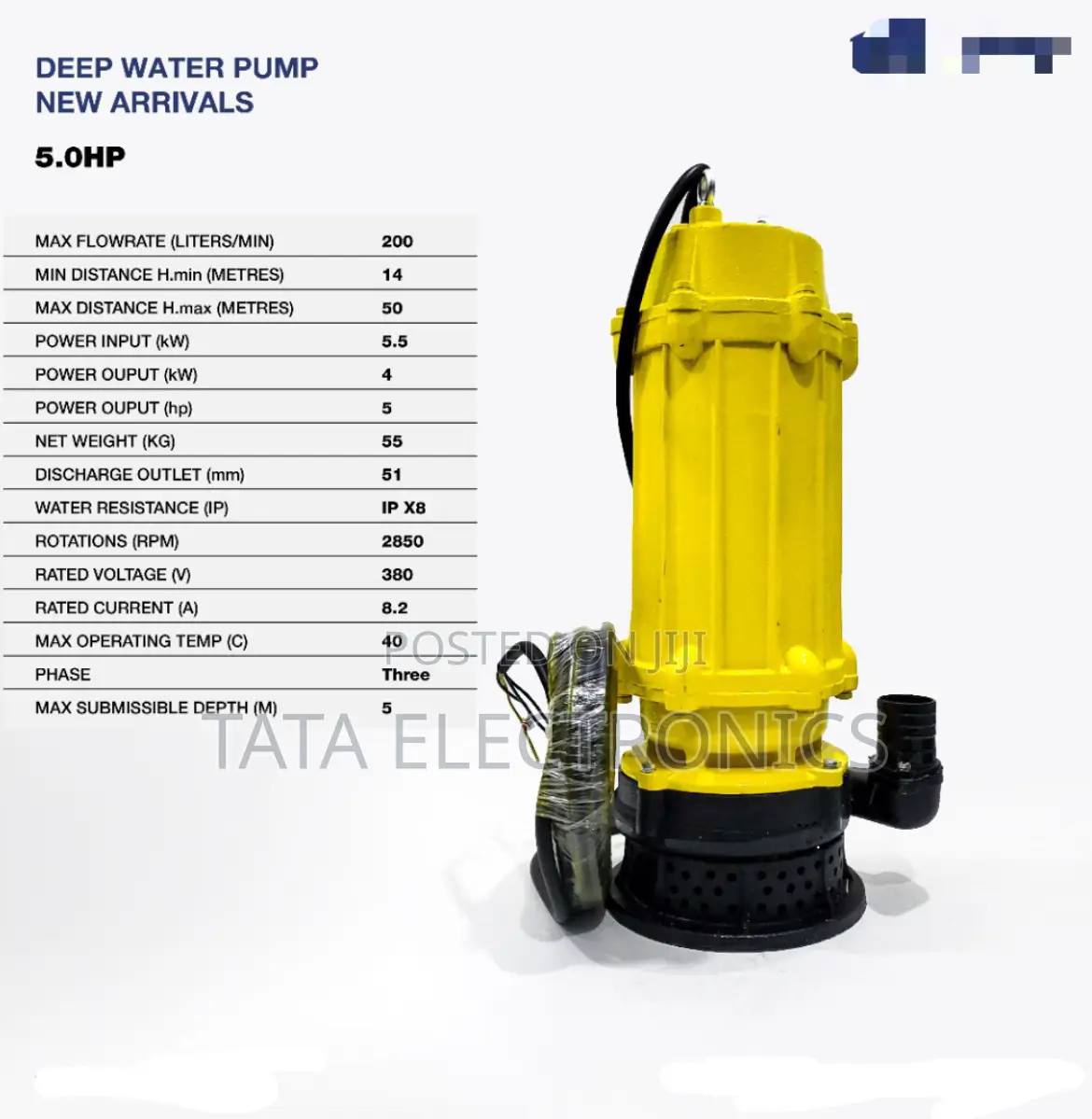 Sewage Pump 5.0 Hp || 3 Phase in Ilala - Plumbing & Water Supply, Tata ...