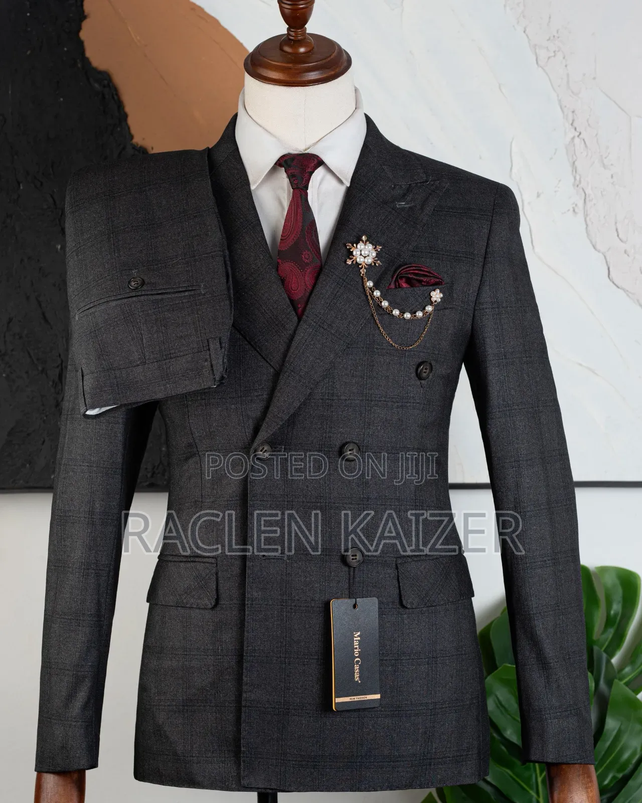 A Charcoal Gray Subtle Windowpane Check Pattern Suits in Ilala ...