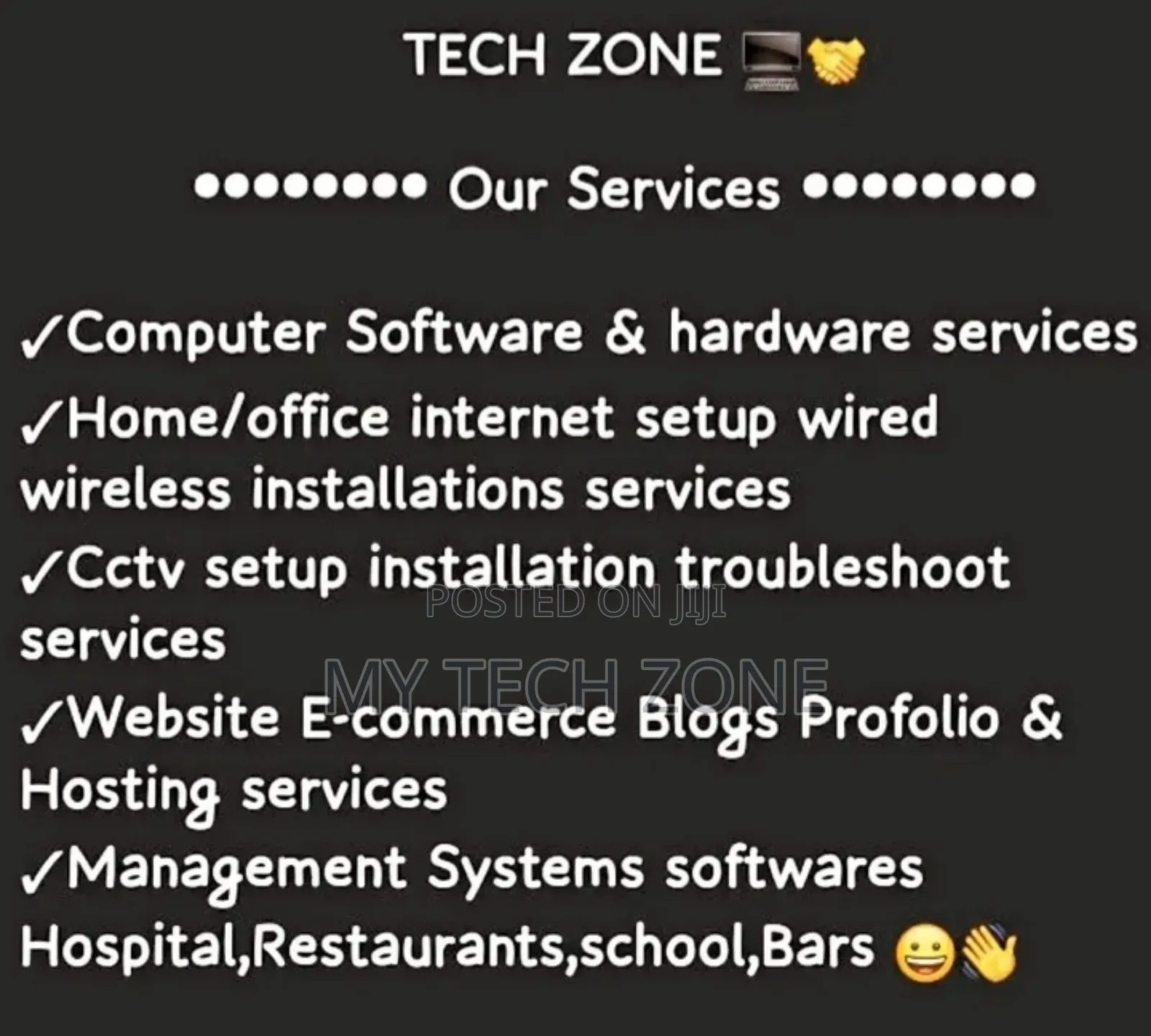 Tech Zone Our Services in Ilala - Computer & IT Services, My Tech Zone | Jiji.co.tz
