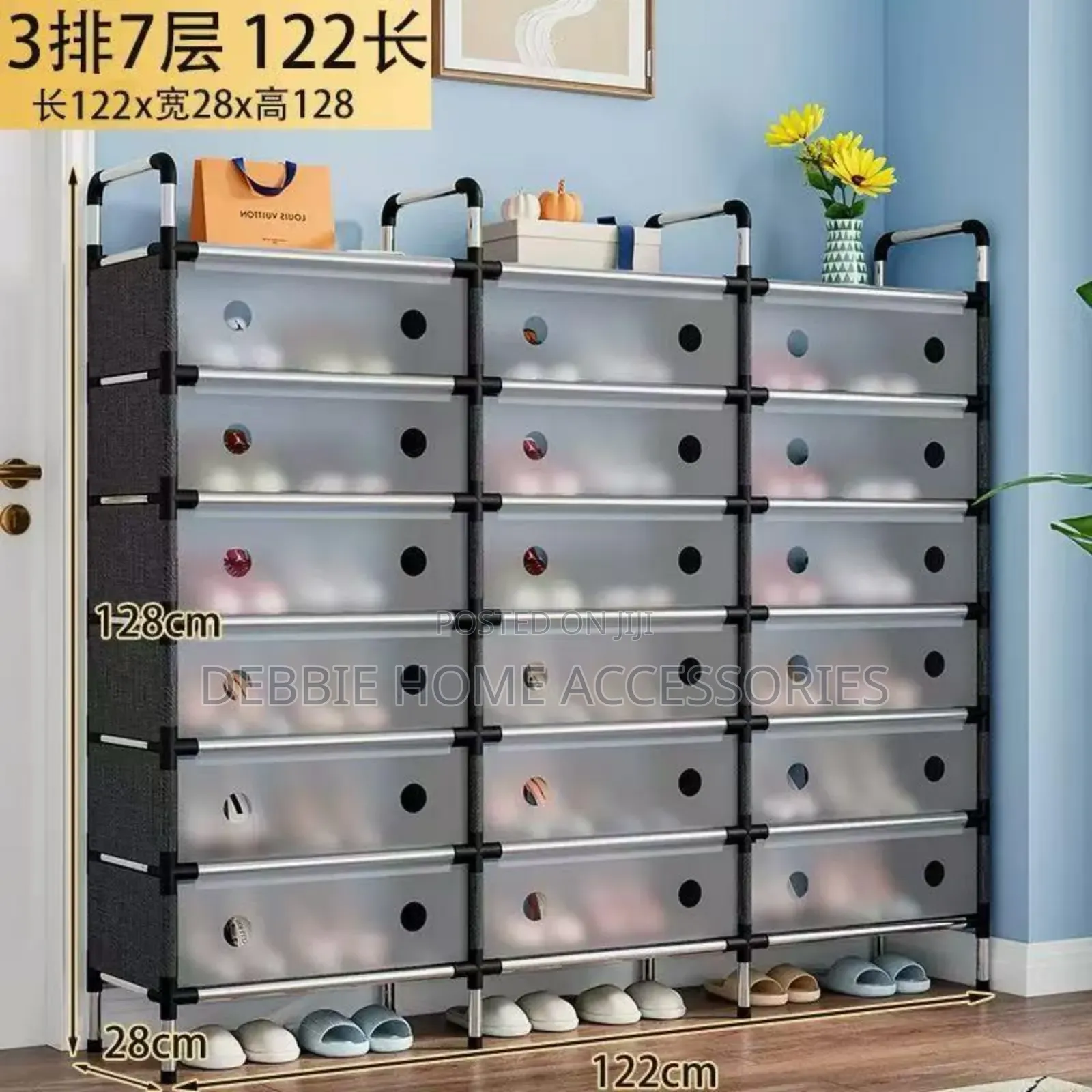 Three-Column, Multi-Tier Shoe Rack With a Dust-Proof Design(Inafunika ...