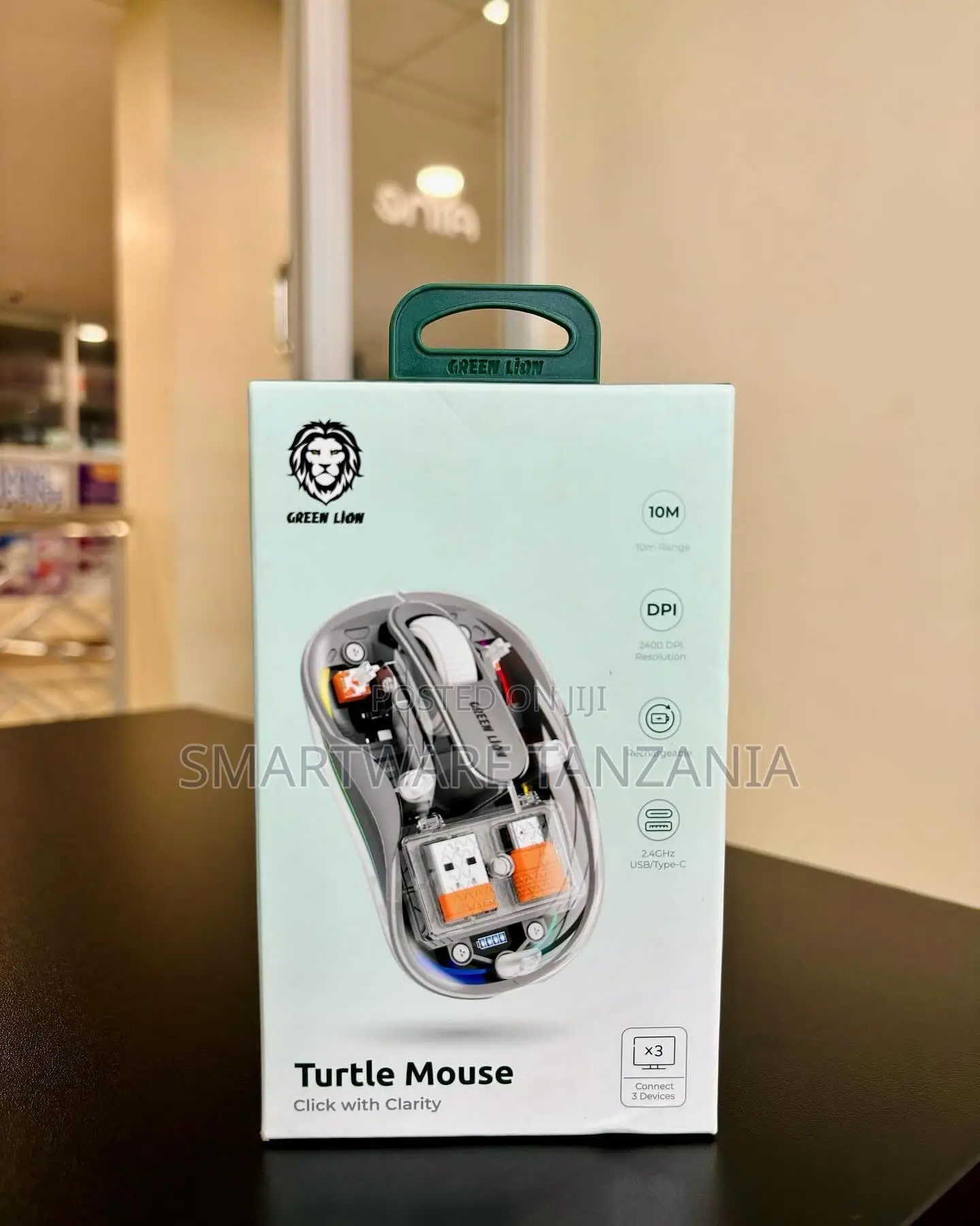 Green Lion Turtle Mouse 2400 Dpi Rechargeable 2.4ghz Usb C 10m Connect ...