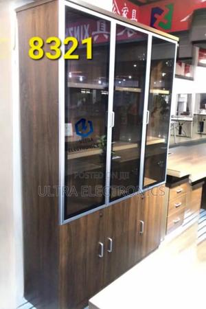 Wooden Office File Cabinet With Glass 3door Bookshelf for Office, Home ...