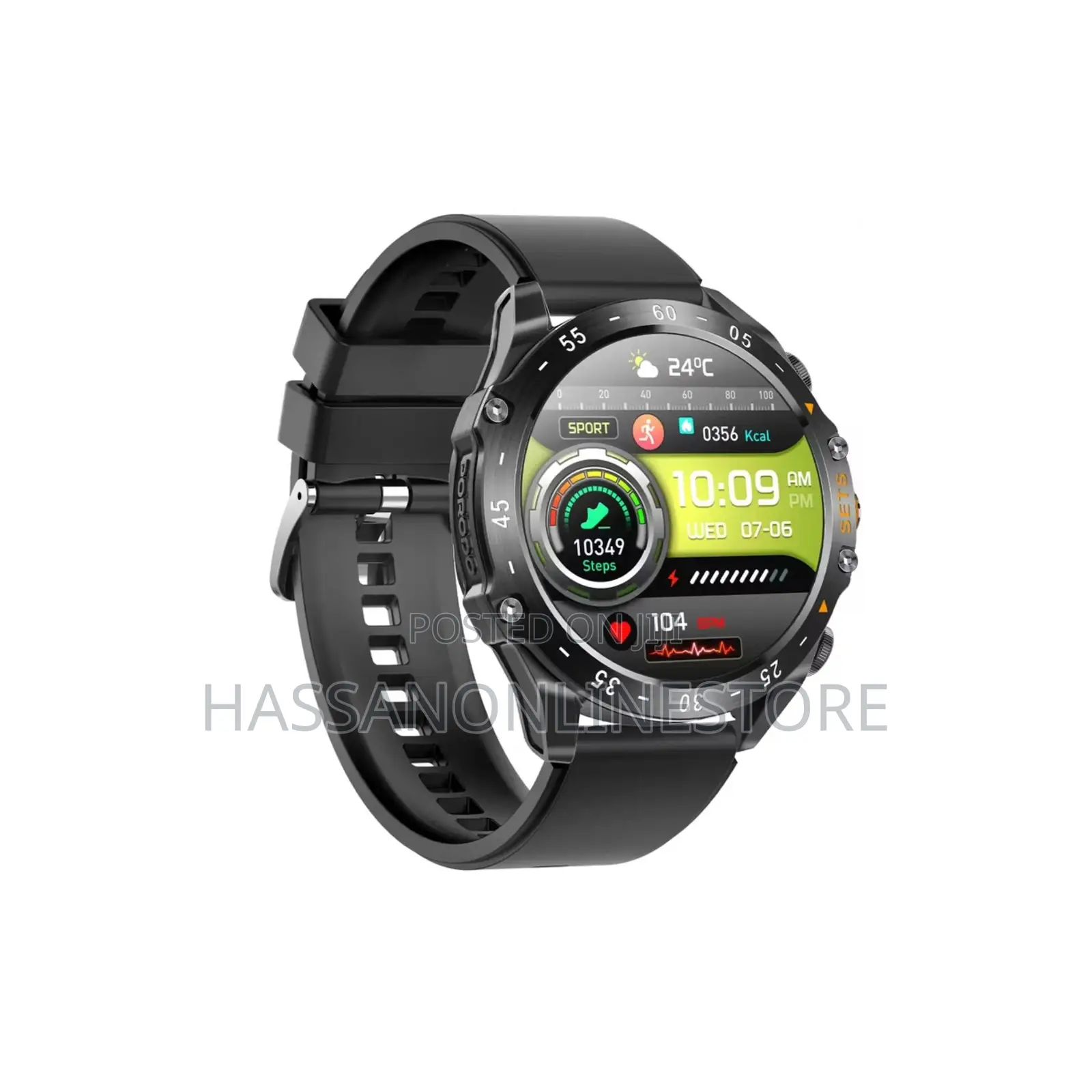 Porodo Hype Smart Watch With Wireless Earbuds and Black Leather Band in ...