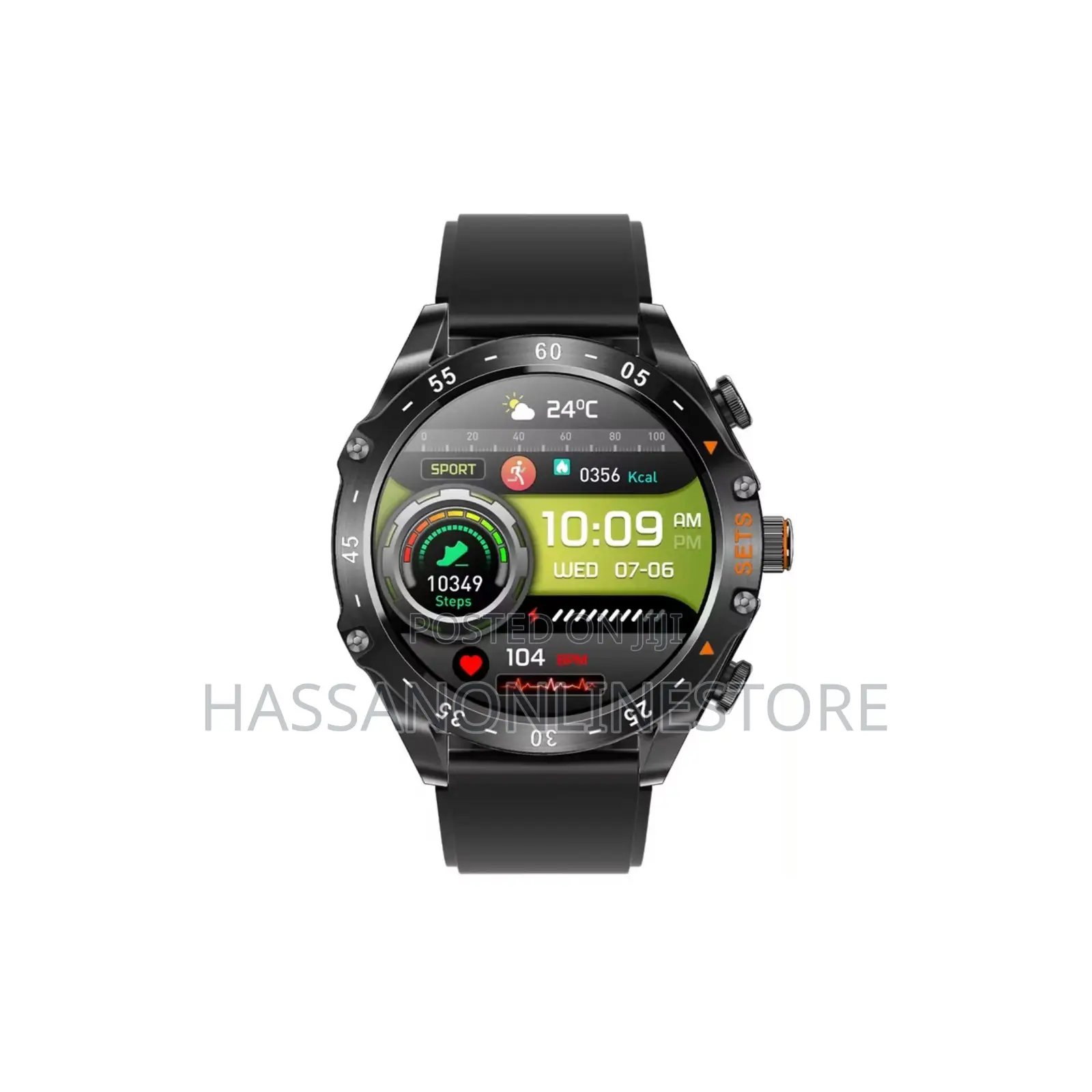 Porodo Hype Smart Watch With Wireless Earbuds and Black Leather Band in ...