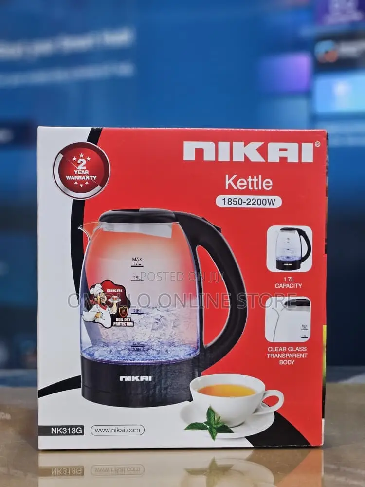 Nikai Electric Kettle Nk313g 1850-2200w 1.7l Glass Transparent Body in ...