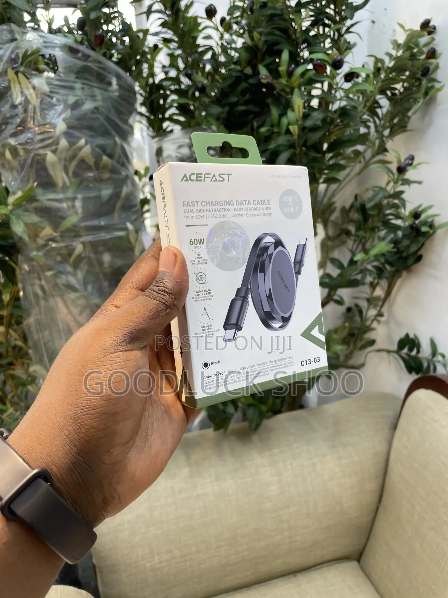 Acefast Dual Side Retraction Type C to Type C Fast Charging Data Cable ...