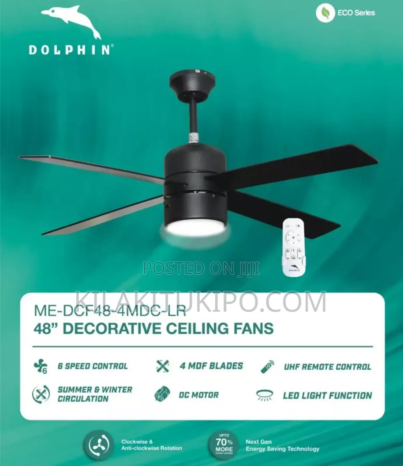 Ceiling Fan*With Light "48" Decorative * 4-Blades Dfc48-4lr in Ilala ...