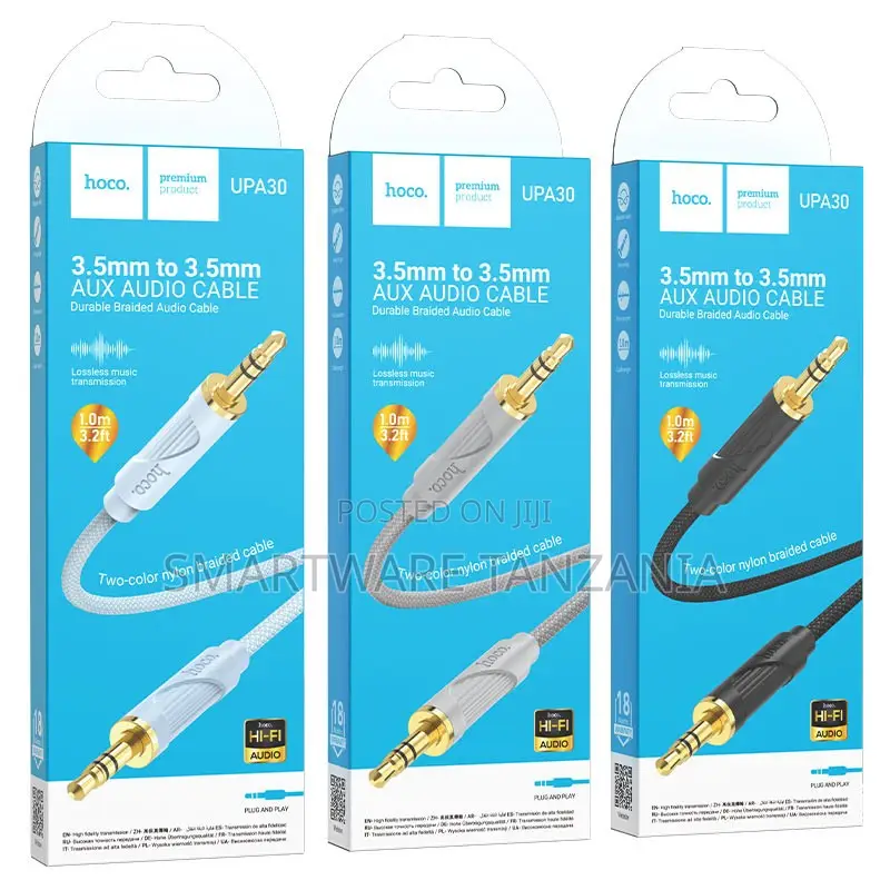 Hoco Upa30 3.5mm Aux Audio Cable 1m Two-Tone Braided Hi-Fi in Kinondoni ...