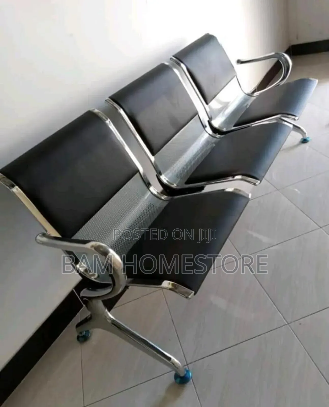 Executive 3-Seater Waiting Sofa - Modern Metal Office Reception Chair ...