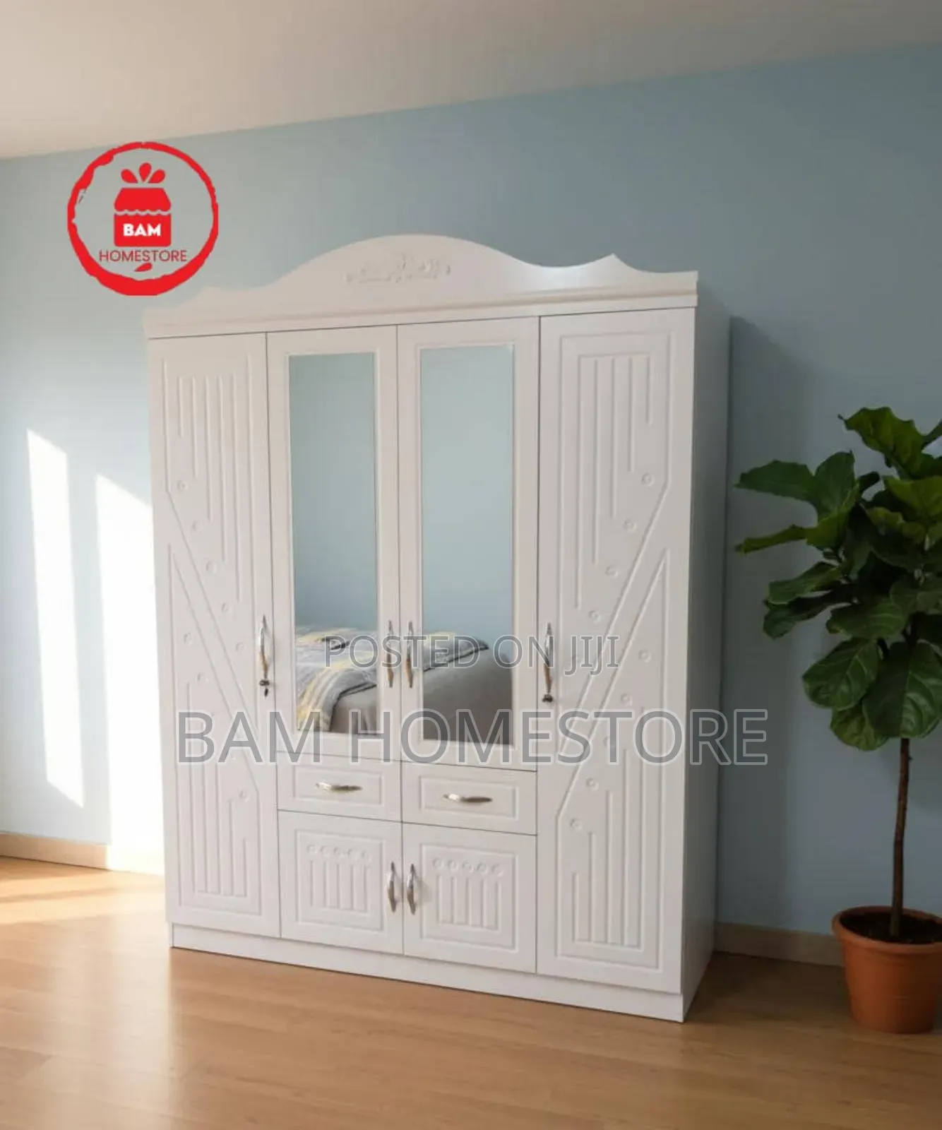 Imported Modern 4 Door Wardrobe With Mirror Drawers - Kabati La Nguo ...