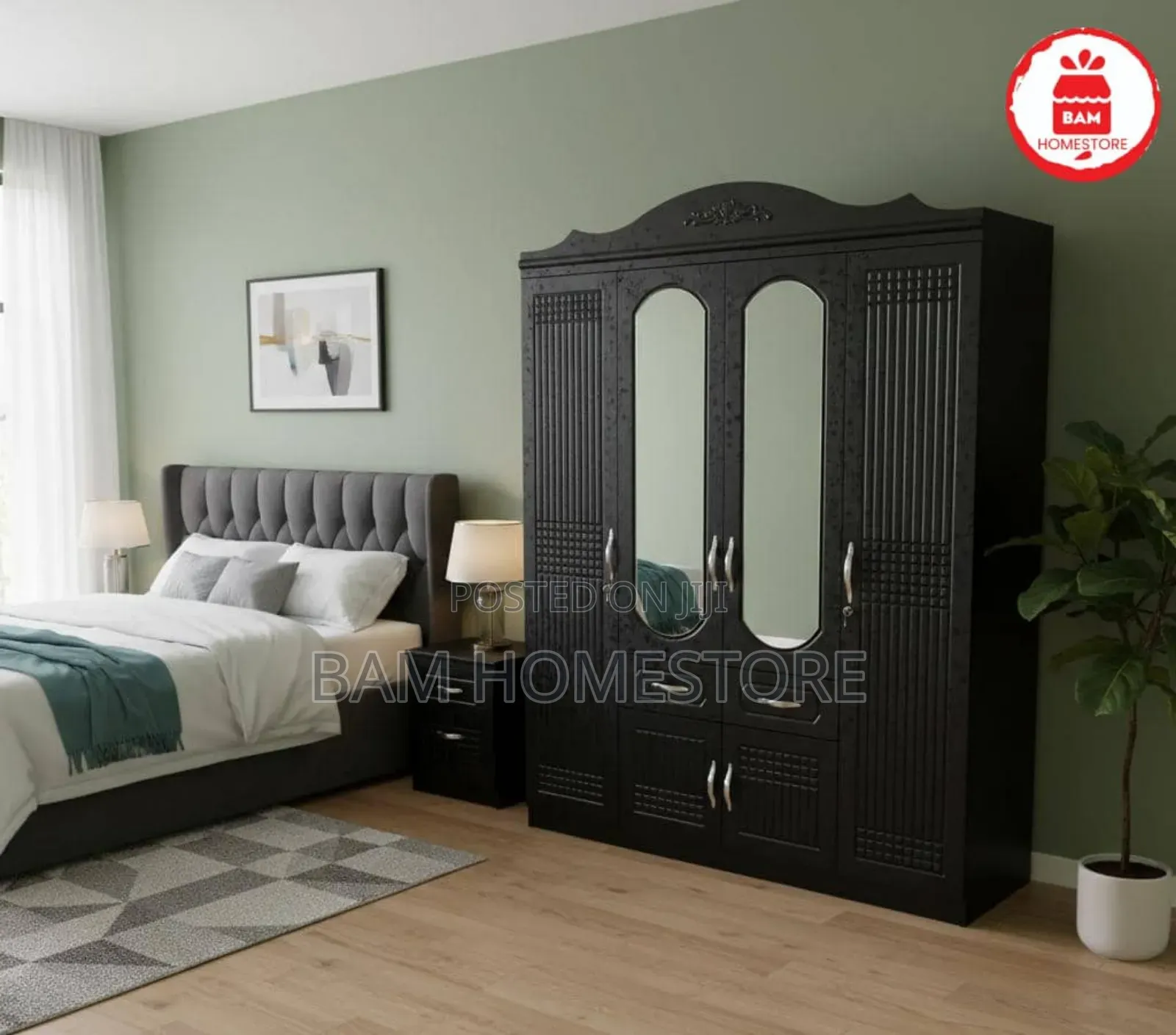 Imported Modern 4 Door Wardrobe With Mirror Drawers - Kabati La Nguo ...