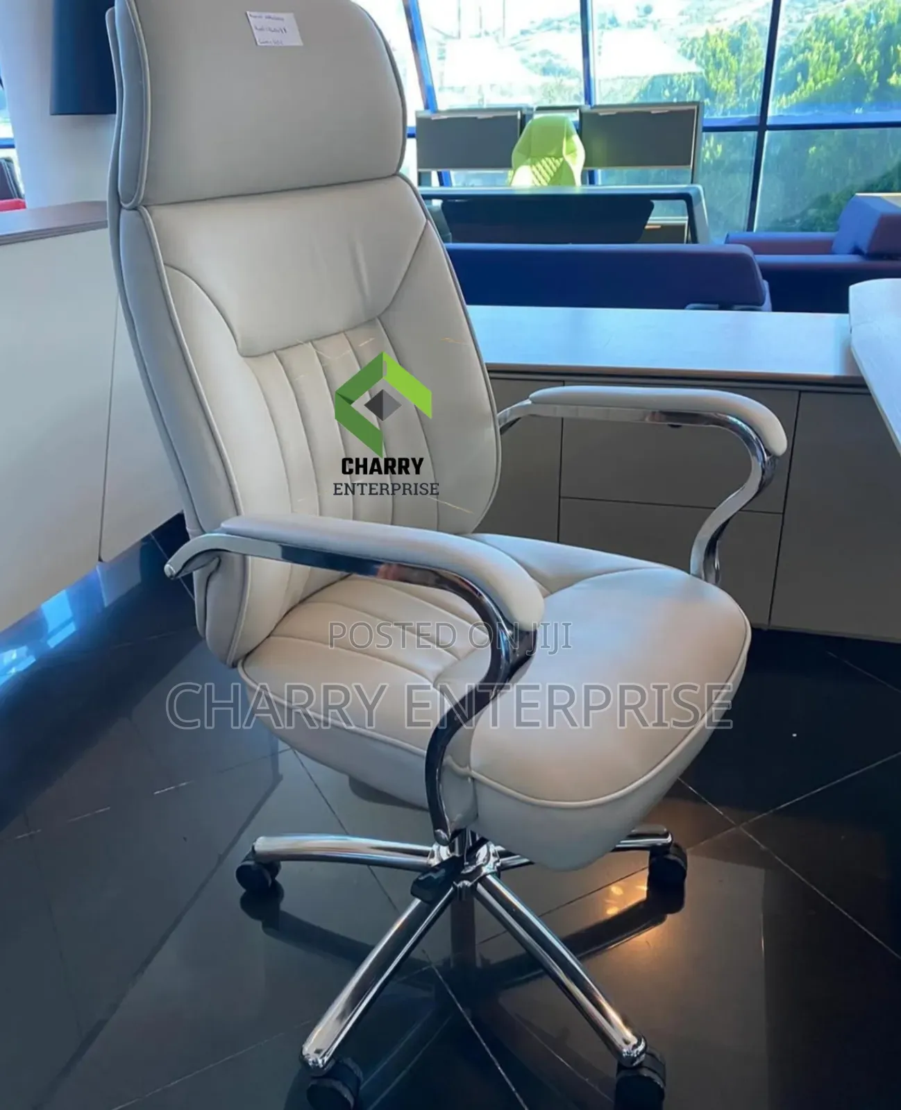 High-Back Executive Office Chair Five-Star With Blue Caster Wheels in ...