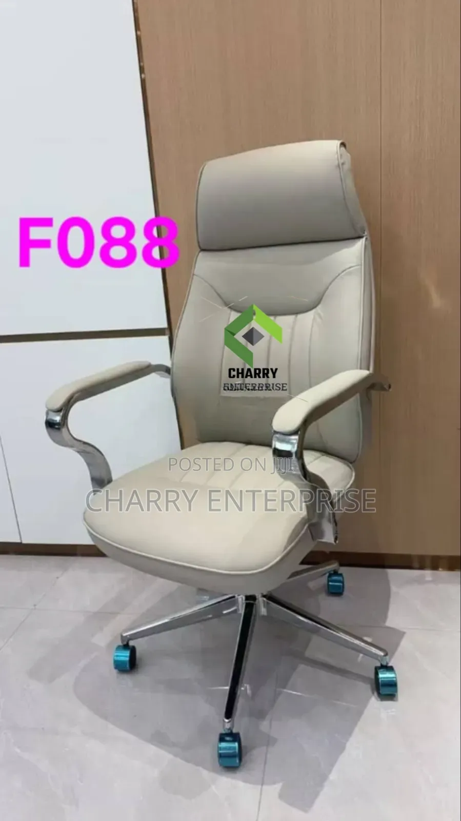 High-Back Executive Office Chair Five-Star With Blue Caster Wheels in ...