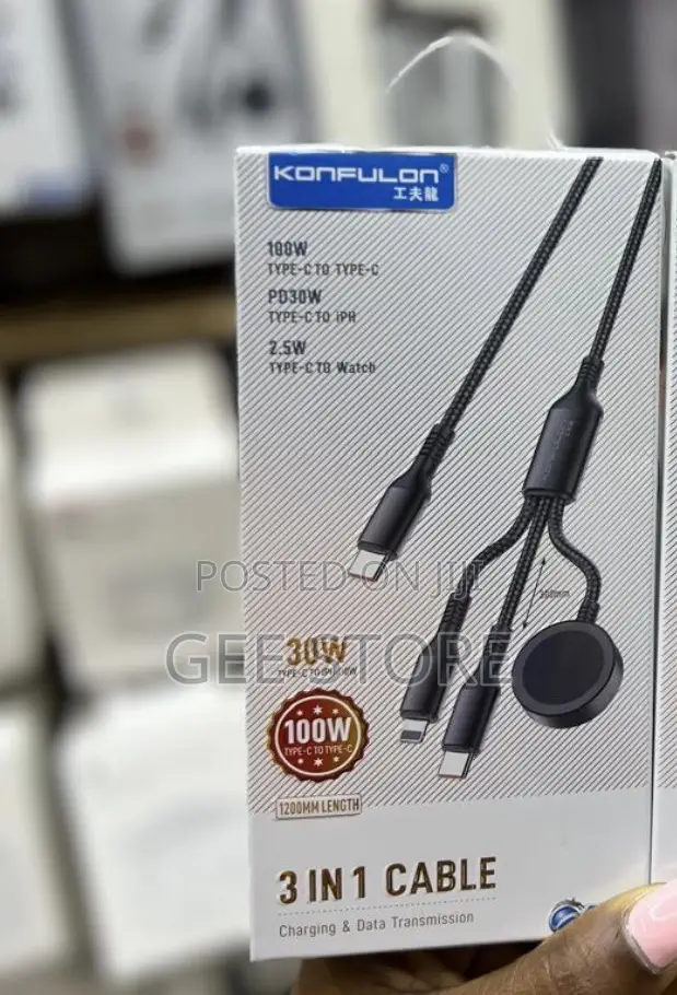 Konfulon 3 in 1 Cable - gee store Price: TSh 35,000 on Jiji.co.tz [Ilala]